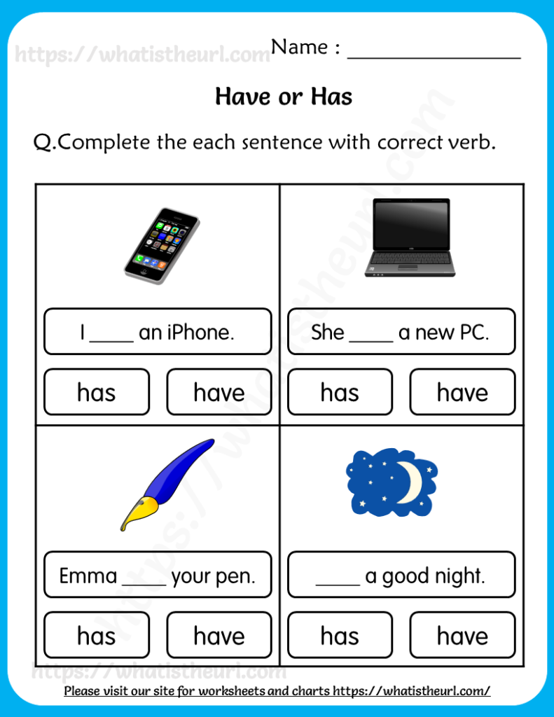 Have or Has Worksheet for Grade 2 - Your Home Teacher