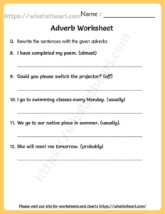 Adverb Worksheet for Grade 9 - Your Home Teacher