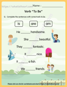 Simple Verb To Be Worksheets for Kids or First Grader / 2nd Grader ...