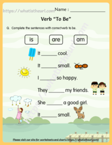 Simple Verb To Be Worksheets for Kids or First Grader / 2nd Grader ...