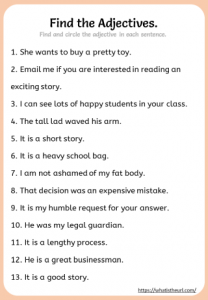 Adjectives Worksheets for Grade 2 - Your Home Teacher