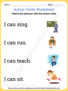 Action Verbs Matching Worksheets - Your Home Teacher