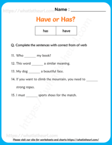 Has Have Worksheets with Answers - Your Home Teacher