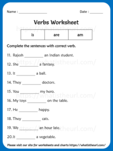 Use of is, am and are Worksheet with Answers - Your Home Teacher