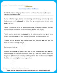 Prepositions Worksheets for Grade 5 - Your Home Teacher