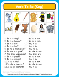 Verb To Be Worksheet - Includes Key - Your Home Teacher