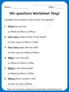 Wh Questions Worksheets for Grade 5 - Includes answer key - Your Home ...