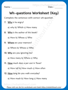 Wh Questions Worksheets for Grade 5 - Includes answer key - Your Home ...