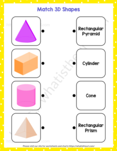 3D Shapes Matching Worksheets for Kids - Your Home Teacher