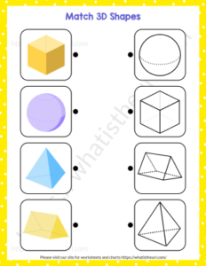 3D Shapes Matching Worksheets for Kids - Your Home Teacher