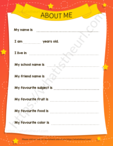 All About Myself for KG, UKG and Little kids - Design 3 - Your Home Teacher