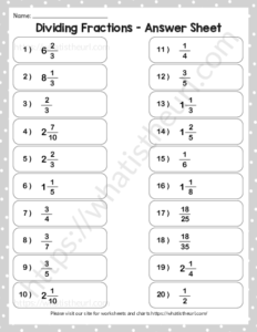 Dividing Fractions Worksheets – 4th, 5th, 6th Grade - Includes Answer ...