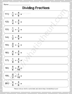 Dividing Fractions Worksheets – 4th, 5th, 6th Grade - Includes Answer ...