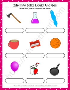 Identify Solids Liquids And Gases Worksheet For Grade 2 Exercise 2