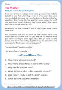 The Mother - Reading Comprehension - Your Home Teacher