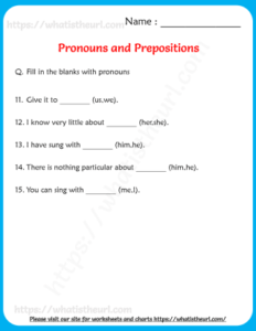 Using Pronouns after Prepositions Worksheet - Exercise 1 - Your Home ...