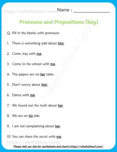 Using Pronouns after Prepositions Worksheet - Exercise 1 - Your Home ...