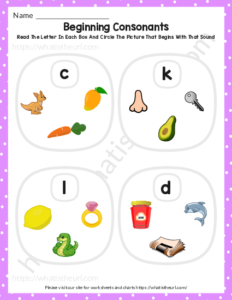Beginning Consonants Worksheets - Exercise 1 - Your Home Teacher