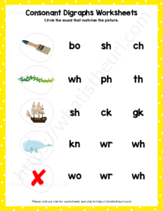 Consonant Digraphs Worksheets – Exercise 3 (Kindergarten) - Your Home ...