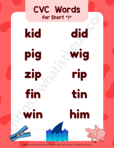 CVC Words with i - Posters - Your Home Teacher