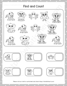 Cute Animals - Find and Count Worksheet - Your Home Teacher