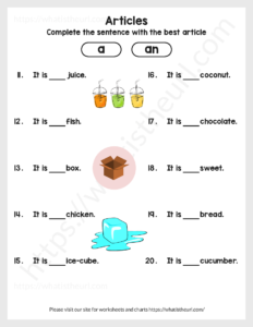 Article a and an worksheet - Your Home Teacher