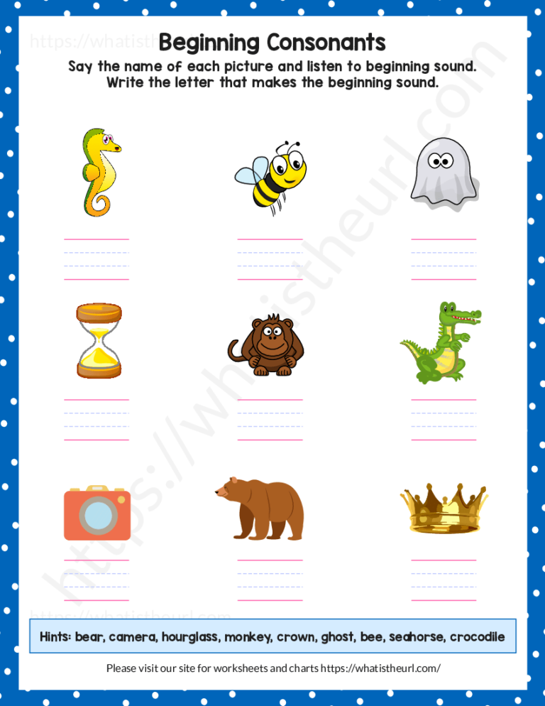 Beginning Consonants Worksheets-Exercise 10 - Your Home Teacher