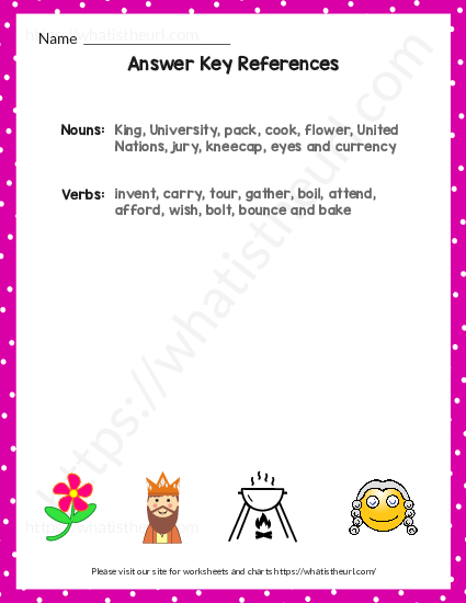 Identify Verbs and nouns–Exercise 4 - Your Home Teacher