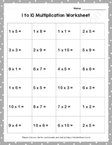 Multiplication (Using Numbers from 1 to 10) Worksheet-Exercise 4 ...