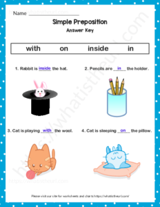 Simple Preposition Worksheet for Grade 1 - with Answers - Your Home Teacher