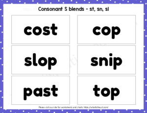 Flash Cards of Consonant S Blends - st - Your Home Teacher