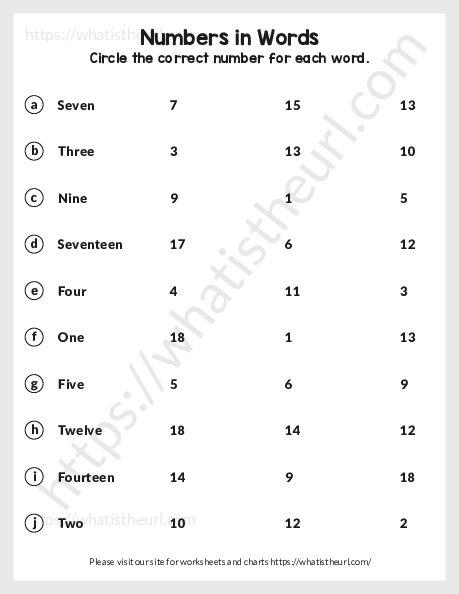 Number as Words (1-20) Worksheet for Grade 1 – Exercise 15 - Your Home ...