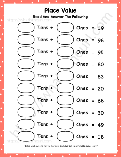 Place Value Tens and Ones Worksheet – Exercise 5 - Your Home Teacher