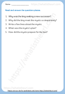 The King and the Mystic - Reading Comprehension - Your Home Teacher