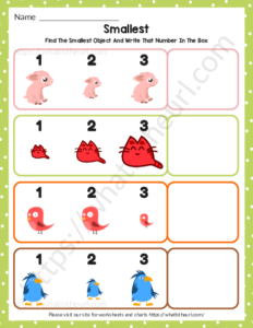 Write the number of the smallest object-Exercise 1 - Your Home Teacher