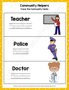 Community Helpers Worksheet - Read and Trace - Your Home Teacher