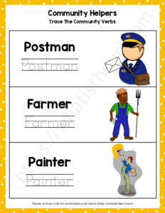 Community Helpers Worksheet - Read and Trace - Your Home Teacher