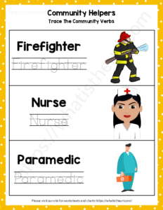 Community Helpers Worksheet - Read and Trace - Your Home Teacher