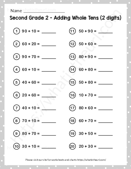 Second Grade 2 – Adding Whole Tens (2 digits) - Exercise 4 - Your Home ...