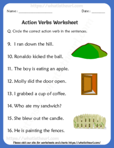 Action Verbs Worksheet For 1st Grade-exercise 3 - Your Home Teacher