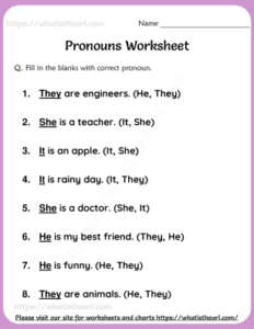 Pronouns Worksheets - He, She, It and They - With Answers - Your Home ...