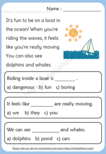 Reading Comprehension for kids - Exercise 57 (Boat, Molly and her horse ...