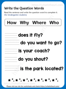 Write Question Words - Your Home Teacher