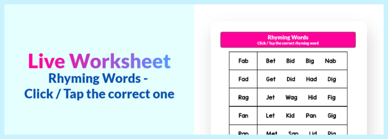 Find the Rhyming Word - Set 3 - Your Home Teacher