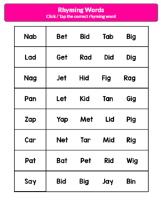 Find the Rhyming Word - Set 2 - Your Home Teacher