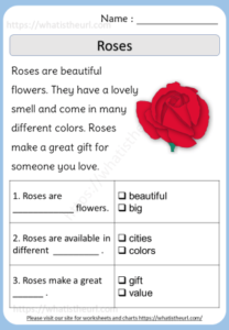 Roses - Reading Comprehension - Your Home Teacher