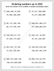 Ordering numbers up to 1000 - Exercise 1 - Your Home Teacher