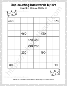 Skip count backwards by 10 - Exercise 3 - Your Home Teacher