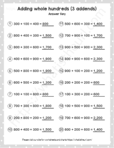 Adding whole hundreds (3 addends) - Exercise 1 - Your Home Teacher