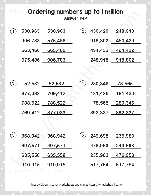 Order Numbers To 1 Million Exercise 1 Your Home Teacher Order Numbers To 1 Million Exercise 1 Your Home Teacher